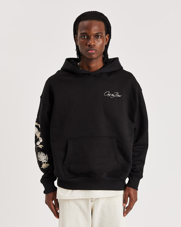 ONLY THE BLIND - Colt Black Embroidered Floral Hoodie